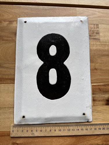 BIG VINTAGE METAL ENAMEL HOUSE SIGN PLATE NUMBER “8” | eBay