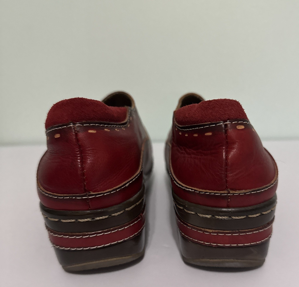 L'ARTISTE Spring Step Women’s Clog Shoe Sz 7.5 EU 38 Red Leather ...