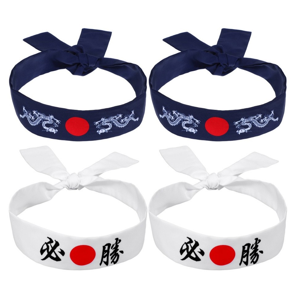 4 Pcs Japanese Samurai Turban Hachimaki Headband Headbands for Karate ...