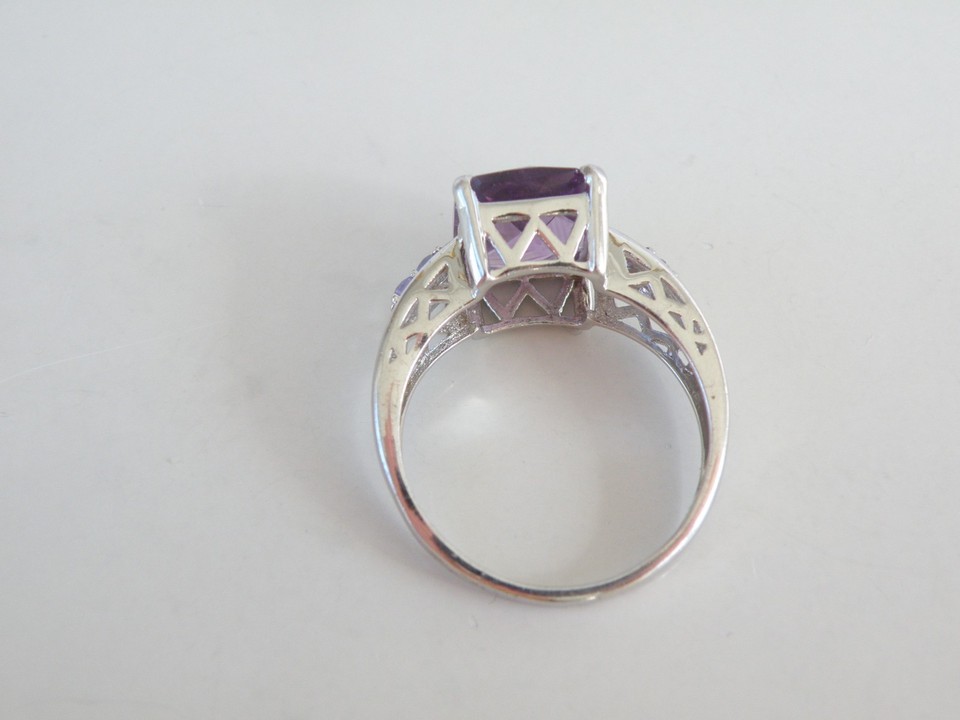 Vintage Sterling Silver 925 Natural Heated Amethyst Tanzanite Ring Size ...