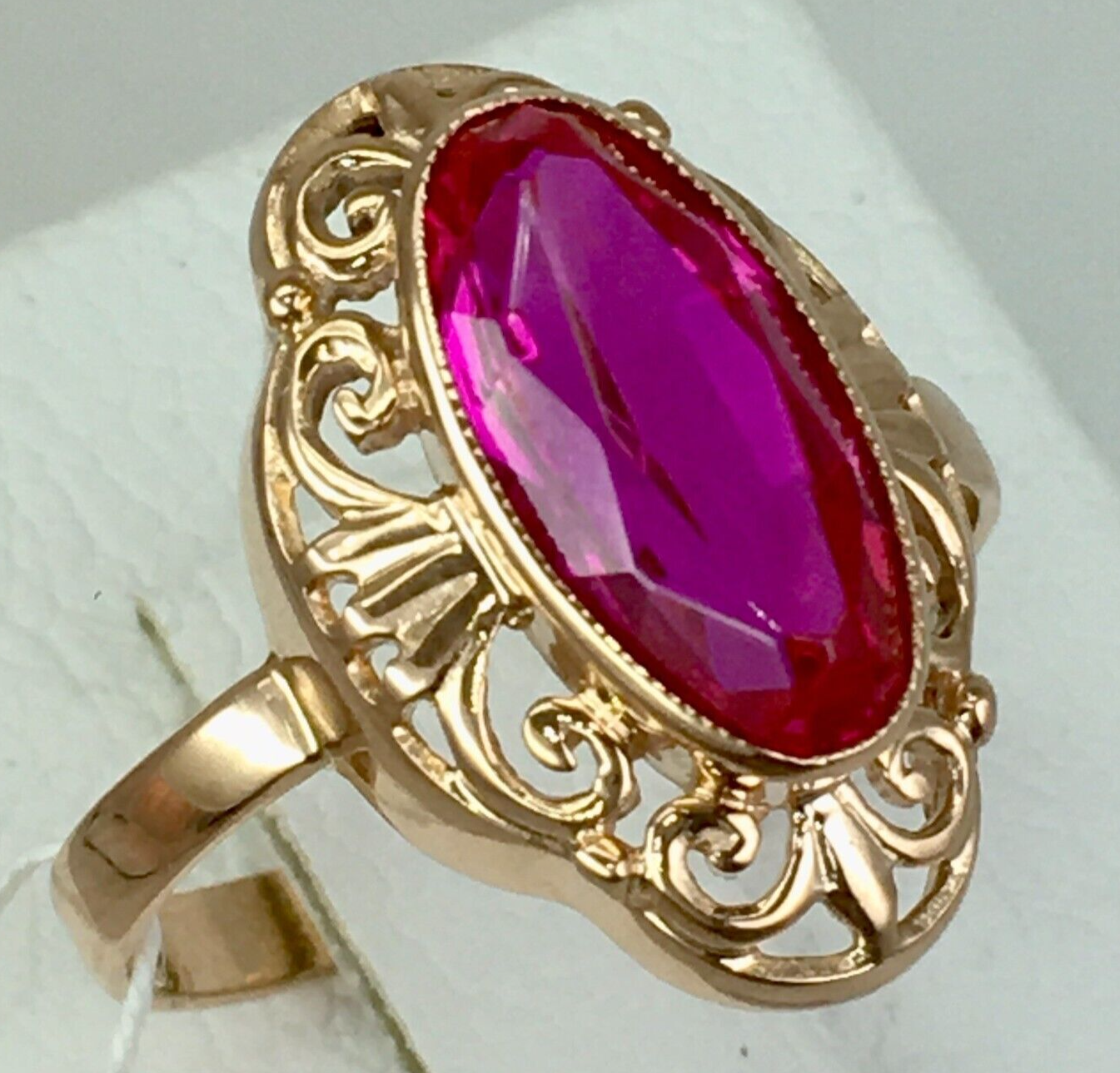 USSR Vintage Original Rose Gold Ring with Ruby (lab. created) 583 14K ...