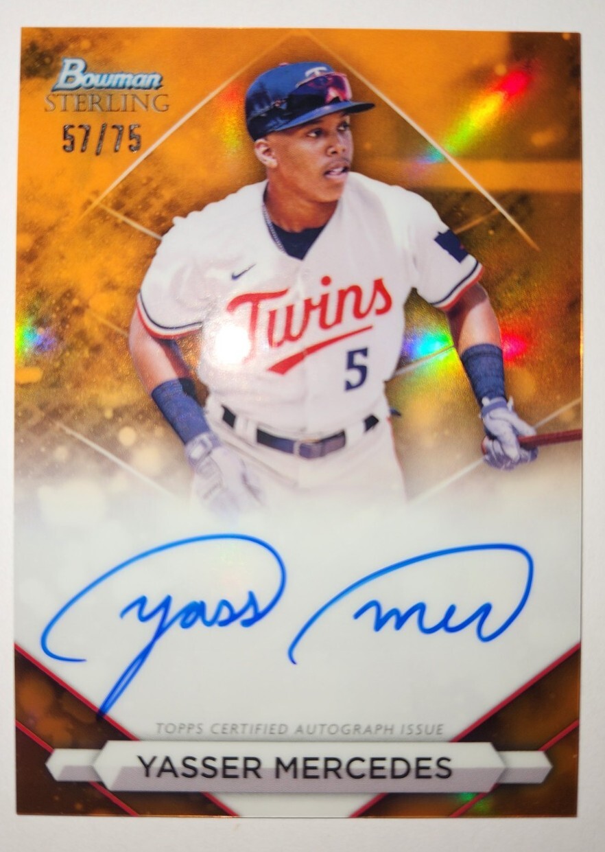 2023 Bowman Sterling Yasser Mercedes Orange ON CARD Auto #'d 57/75 ...