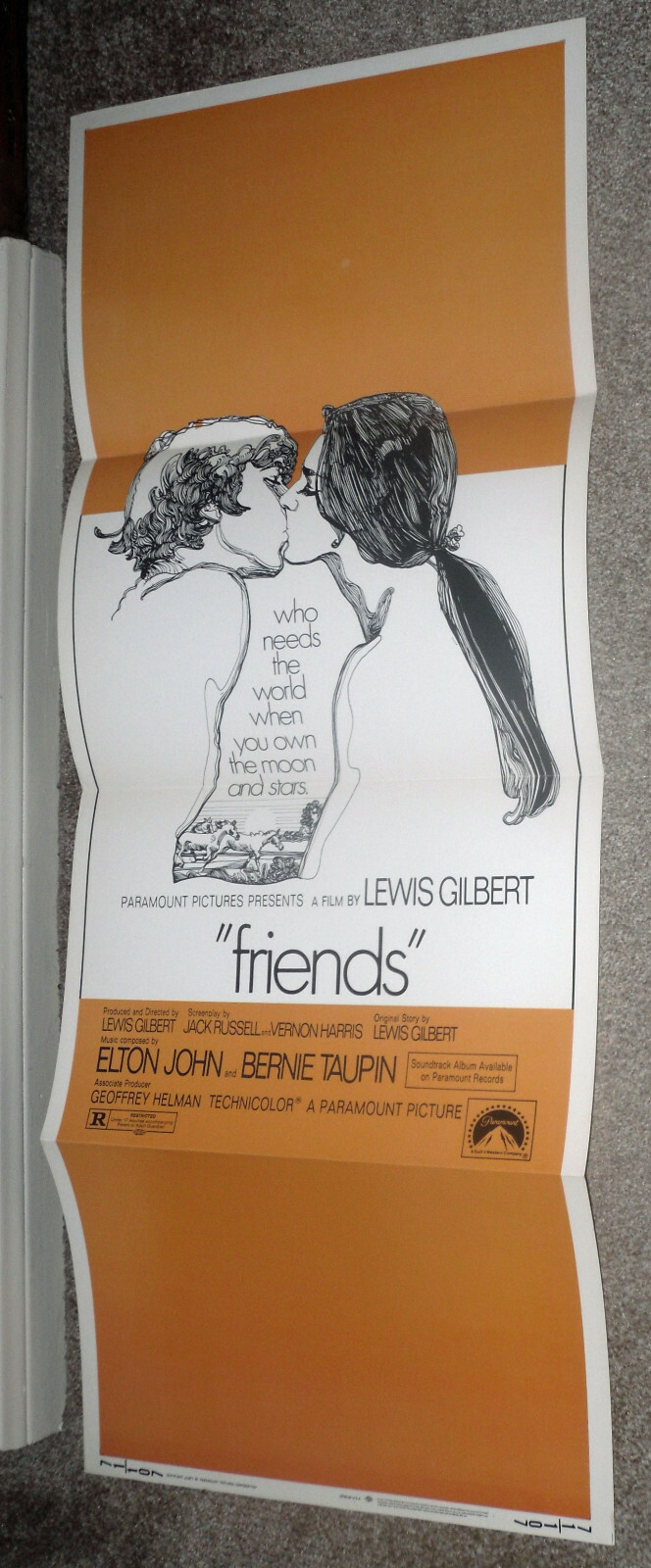 FRIENDS original 1971 14x36 movie poster SEAN BURY/ANICEE ALVINA/ELTON ...