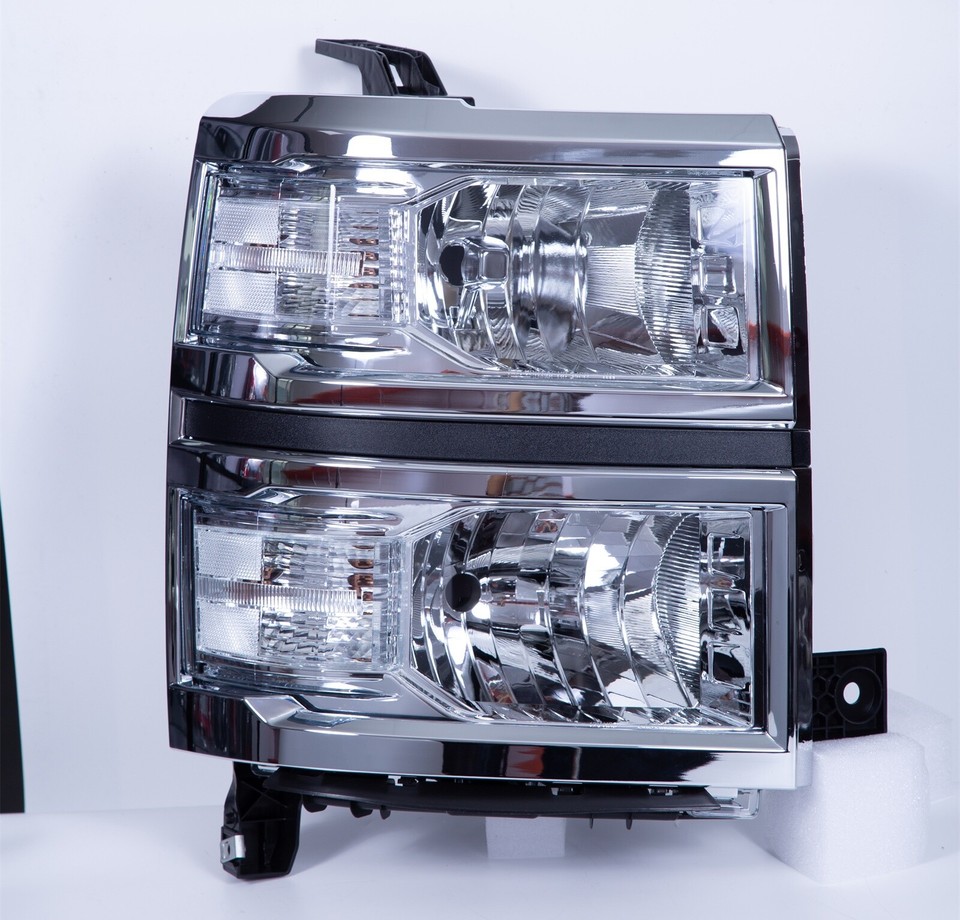 For 2014-2015 Chevy Silverado 1500 Chrome Clear Headlights Headlamps ...