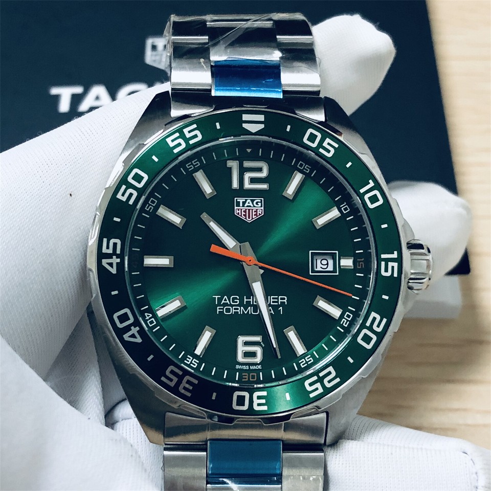 TAG Heuer Formula 1 Green Dial 43mm Men's Quartz Steel Watch WAZ1017 ...