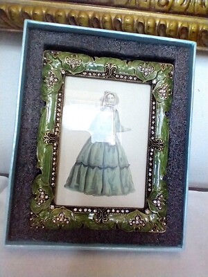 Vintage Dubarry Austrian Crystal Photo Frame green enamel surrounded by ...
