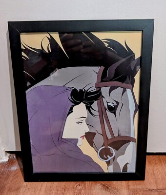 Patrick Nagel Framed Art Bookplate Print of Woman Horse 1985 1980s ...