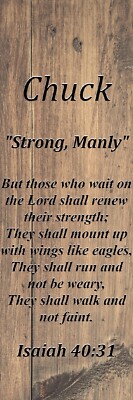 Chuck "Strong, Manly" Keepsake Name Meaning Bookmark with Bible Verse ...