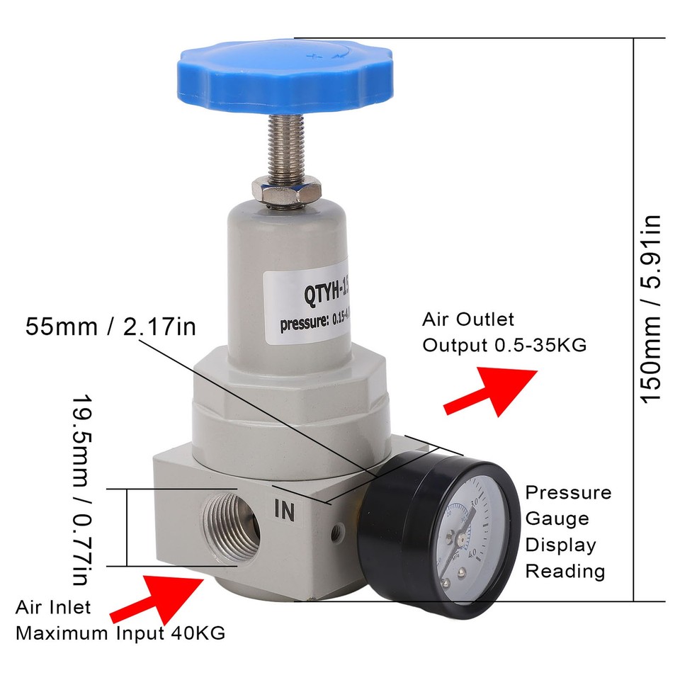 QTYH-15 0.15‑4.0MPa Air Pressure Regulator Automatic Relief Valve ...