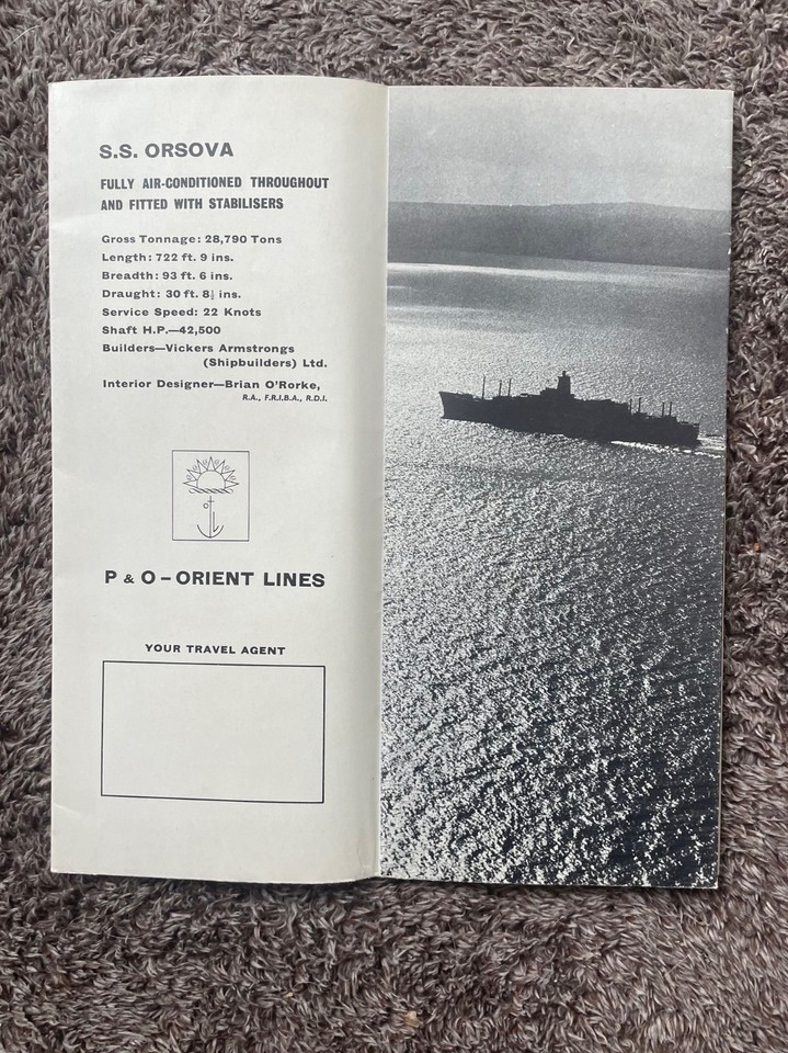 P&O - Orient Lines - ss Orsova - Tourist Class - Deck Plan - 1961 | eBay