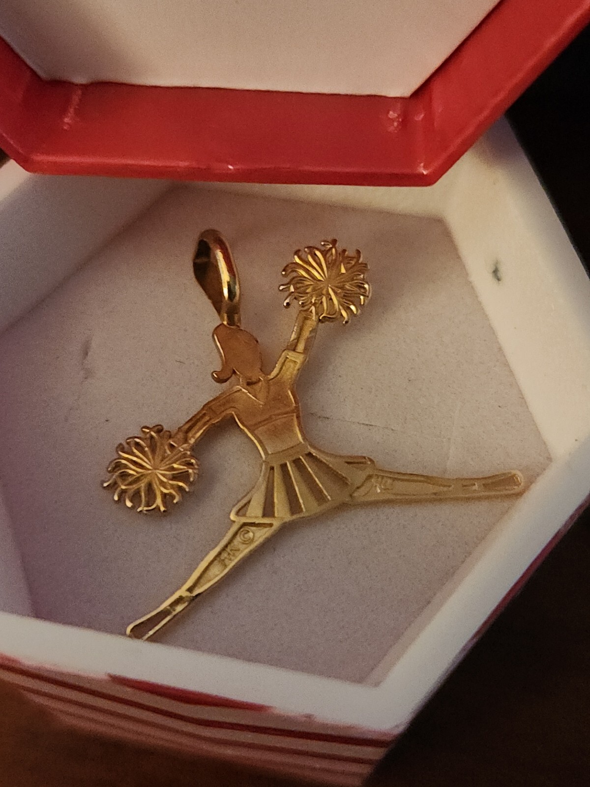 Female girl Cheerleading pendant solid gold 14K rever… - Gem