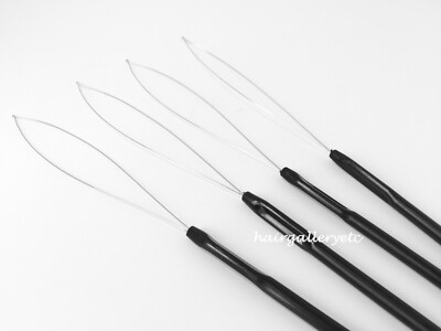 4 Loop Threader Pulling Needle for i tip hair extension loop micro hair ...