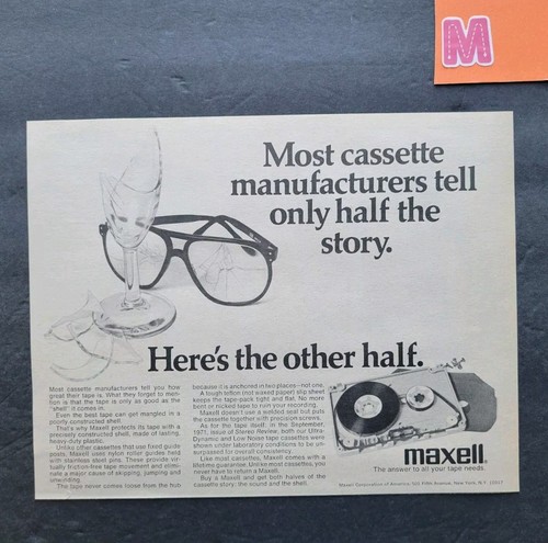 Maxell Blank Audio Tapes Promo Print Advertisement Vintage 1972 | eBay