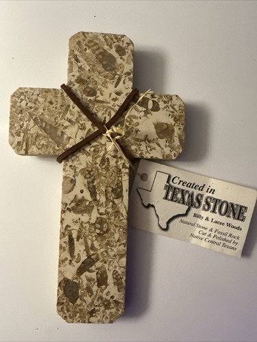 Texas Limestone Cross Contains Fossilized Turritella Sea Snails 5 x 3 ...