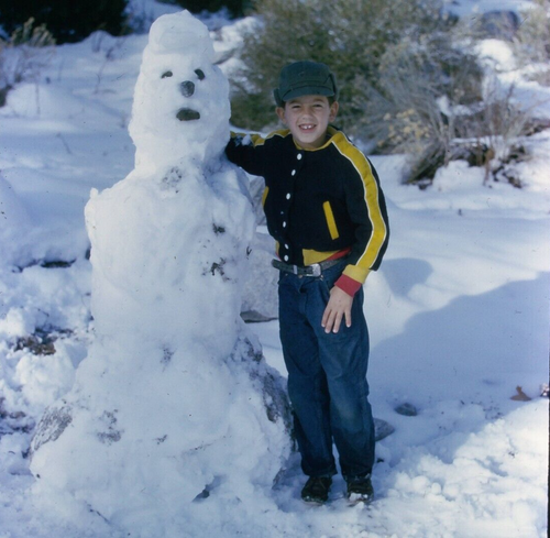 Boy Snowman Winter Snow 35mm Slide Color Transparency | eBay