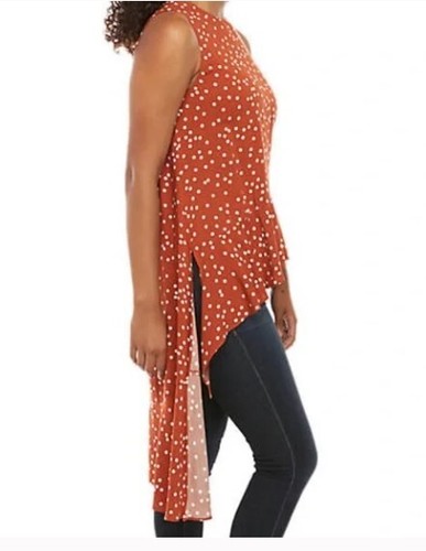 NEW Belk Madison Size XS Sleeveless High Low Dot Rayon Tunic Rust Color ...