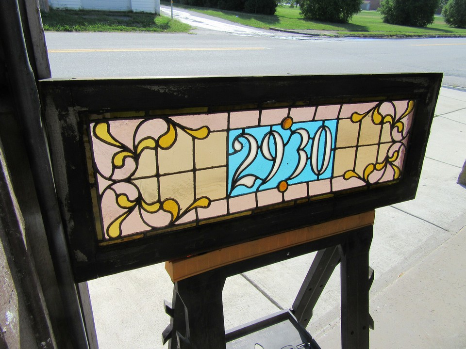 ~ ANTIQUE STAINED GLASS TRANSOM WINDOW ~ 36 x 14 ~ ADDRESS 2930 ...