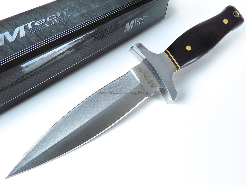 MTech Tactical Double Edge Dagger Fixed Blade Knife Pakkawood Belt ...