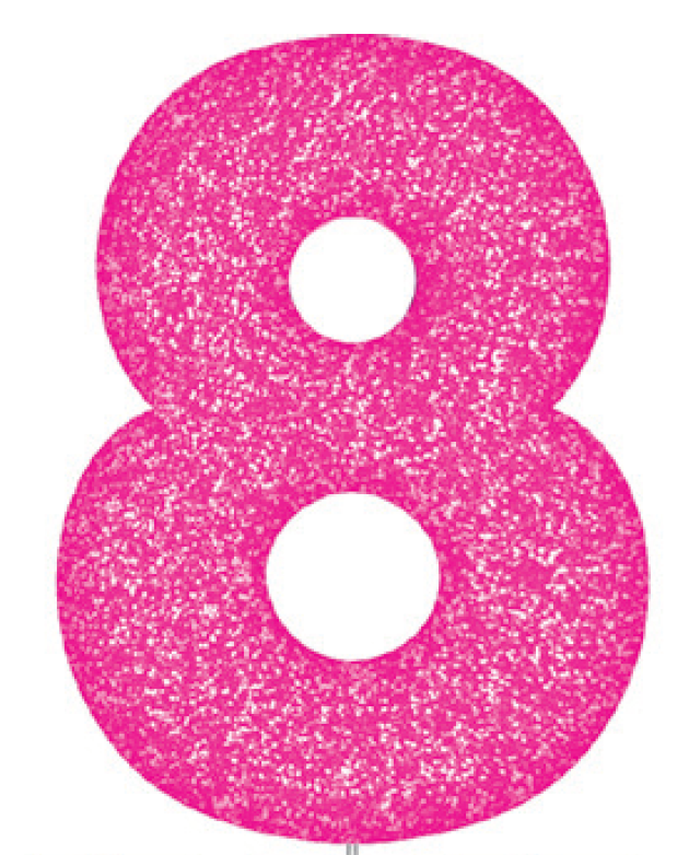 Pink Glitter Number 8 Candles Cake Topper Girl's Birthday Party Cake ...
