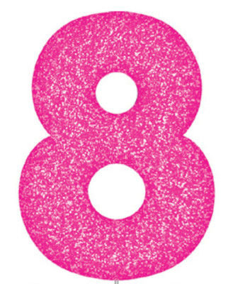 Pink Glitter Number 8 Candles Cake Topper Girl's Birthday Party Cake ...