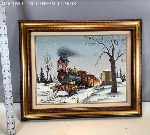 Vintage Framed C. Carson Steam Locomotive Serigraph Print w/ Gold ...