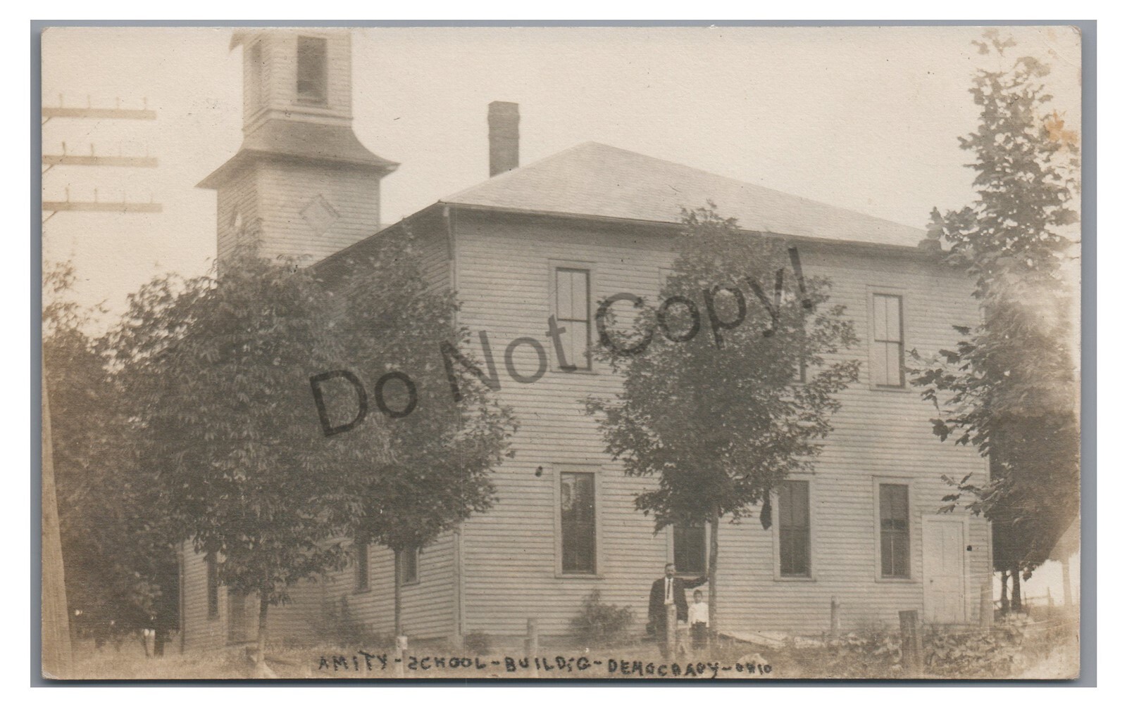 RPPC Amity School Building DEMOCRACY OH Ohio Vintage Real Photo ...