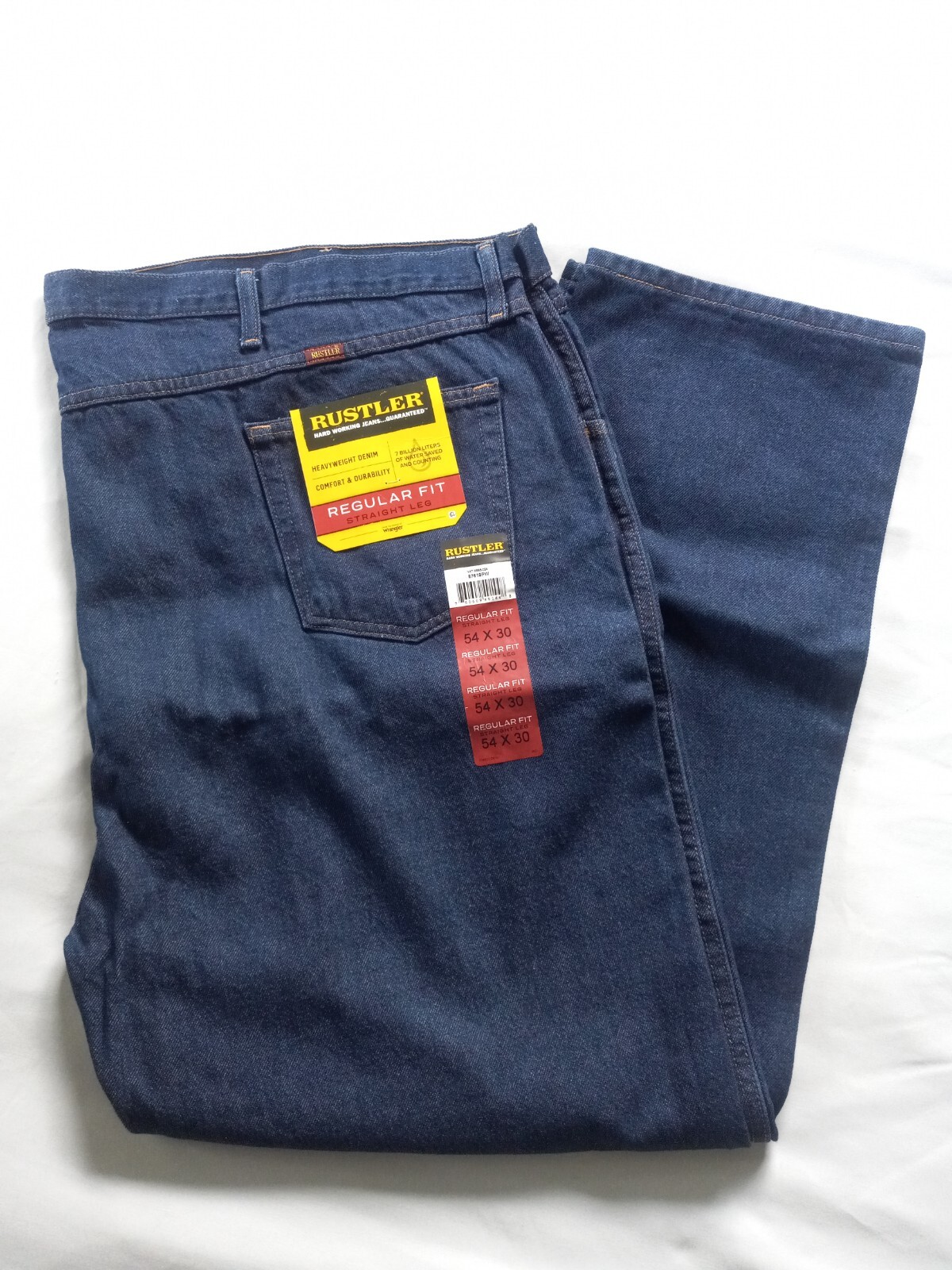 Men's Rustler by Wrangler Classic Regular Fit Straight Leg Jeans 54x30 ...