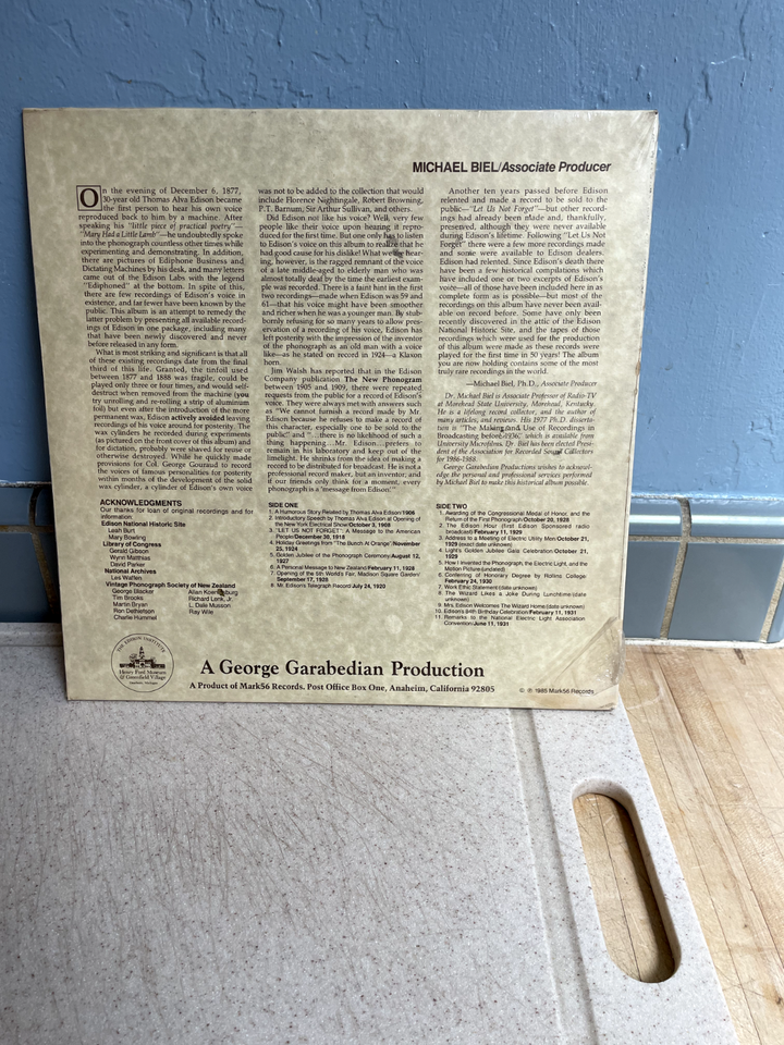 Edison Speaks ~ LP ~ Vinyl Rare Collection Of Voice Recordings | eBay