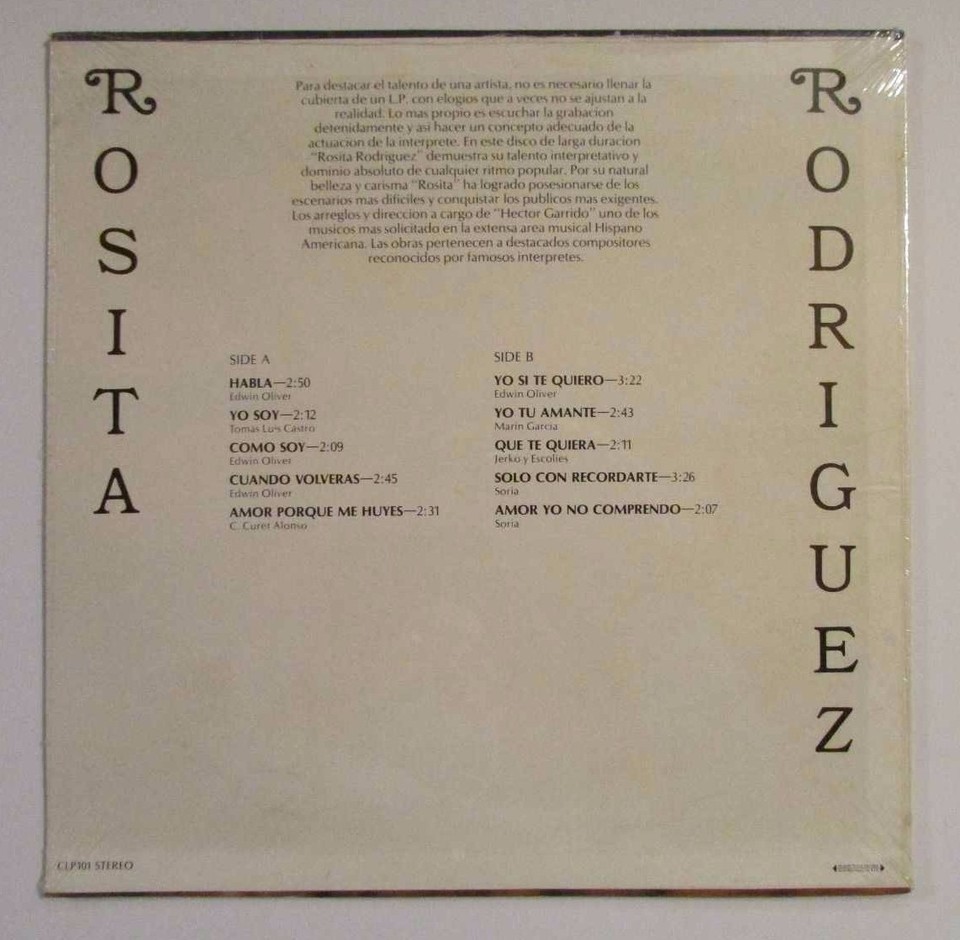 ROSITA RODRIGUEZ / SELF TITLED / LP RECORD / MINT / FACTORY SEALED | eBay