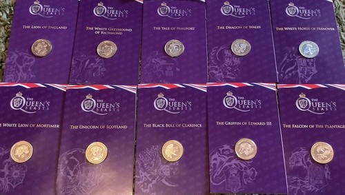 Rare 2021 Queens Beasts Full 10 coin set of BUNC £2 Two Pound Coins low ...