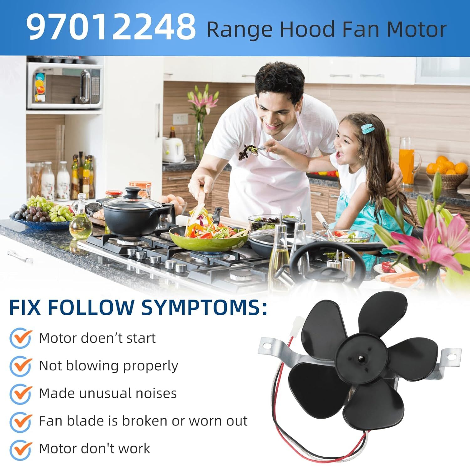 Range Hood Motor Fan 2 Speed Exhaust 120V Volts Vent Kitchen Cooking ...
