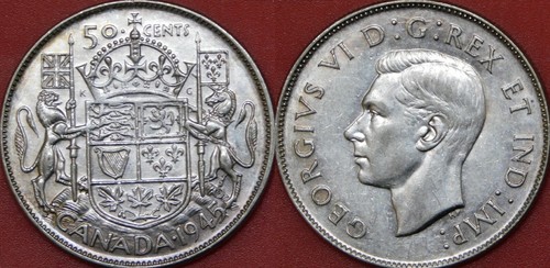 Very Fine 1945 Canada Silver 50 Cents | eBay