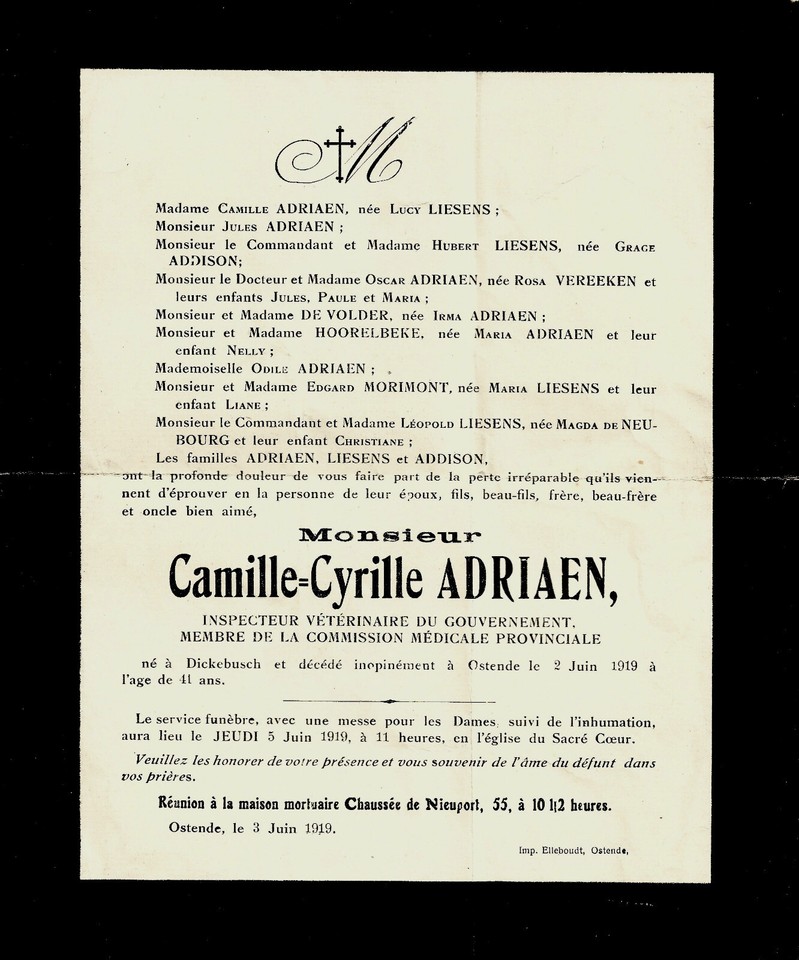 1897-1946 Lot Program Fan Death Belgium Liesens Morimont Addison Adriaen Barton | eBay