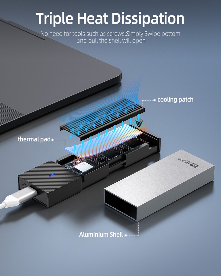 M2 SSD Hard Case NVME PCIe Enclosure M.2 to USB Type C 3.2 GEN2 M Key ...