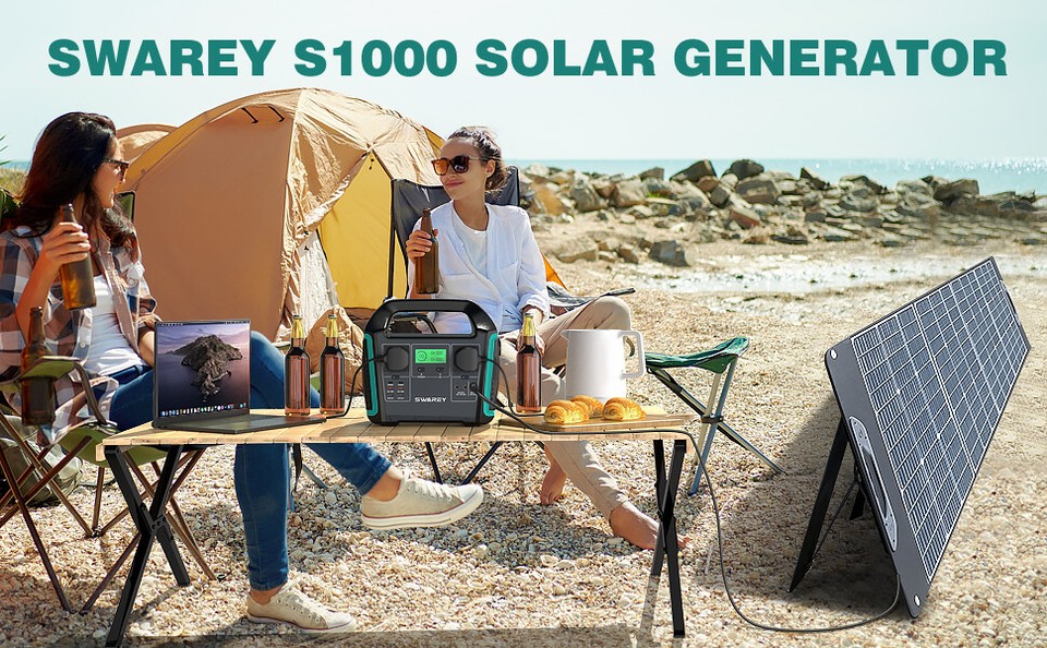 SWAREY Portable Power Station 1000W 725.76Wh Solar Power Generator ...