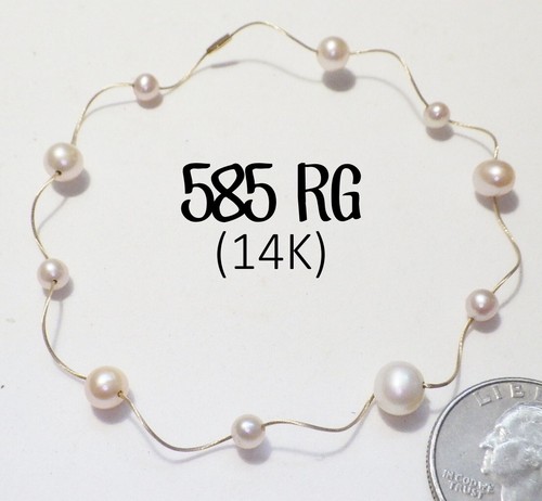 Vintage 585 RG 6mm & 4mm Cultured Pearls on Curvy 14K Rolled Gold Wire ...