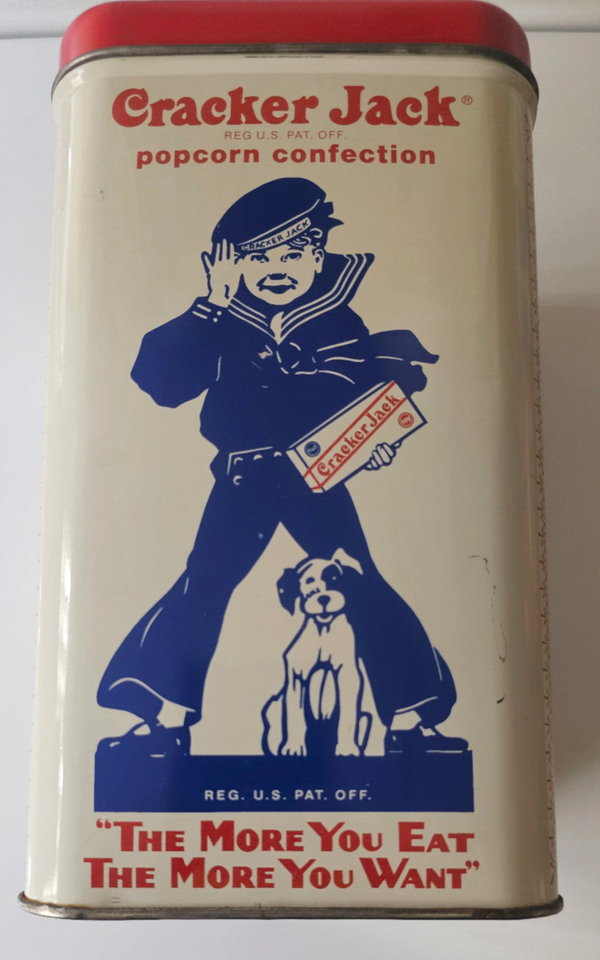 Vintage Reproduction Cracker Jack Tin Red White Blue Americana - EMPTY ...