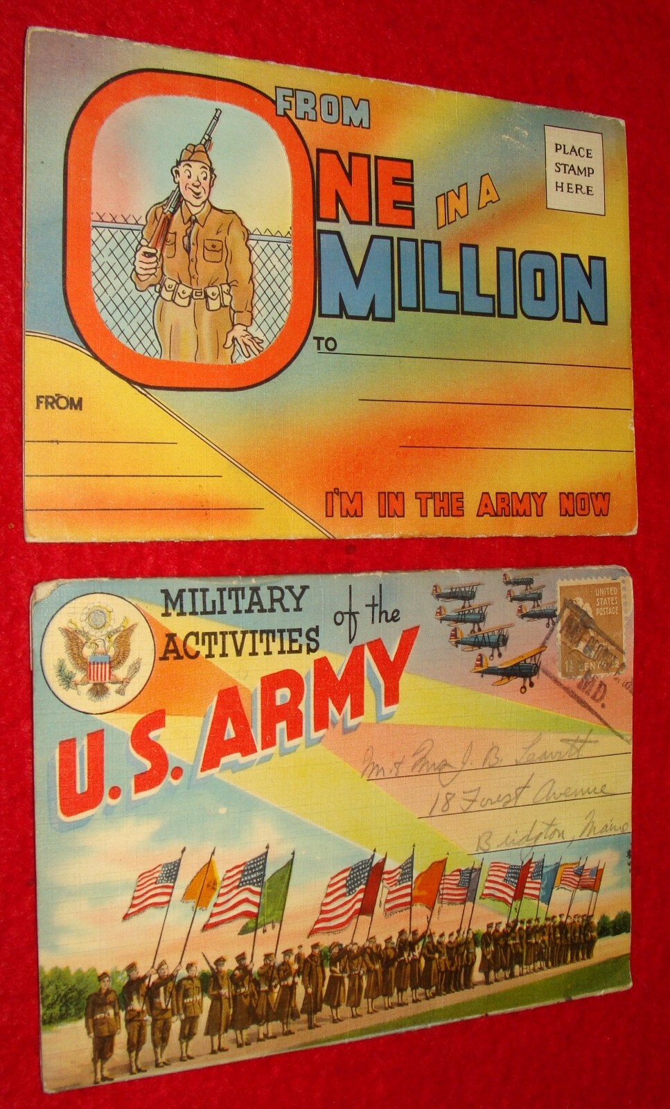 2 Vintage WWII Postal Souvenir Folders I'm in the Army Now / Military ...