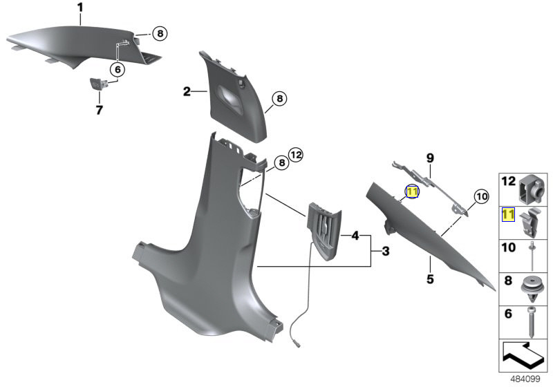 BMW Pillar Column Post Trim Cover Mounting Clip Clamp 51437321215 New ...