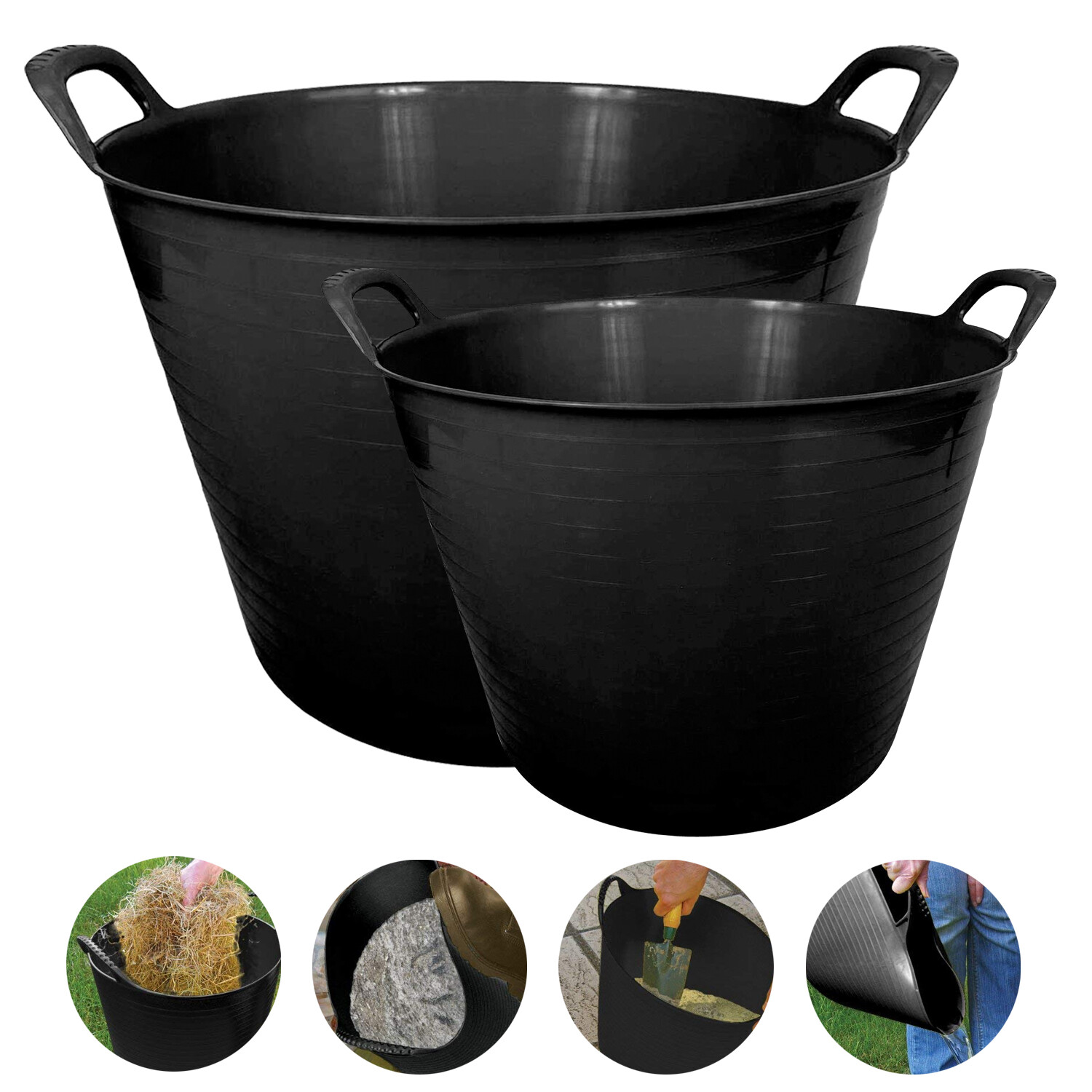 25L/42L TUB TRUGS FLEXI BUCKET STORAGE FEED PLASTIC HOME GARDEN WASTE ...