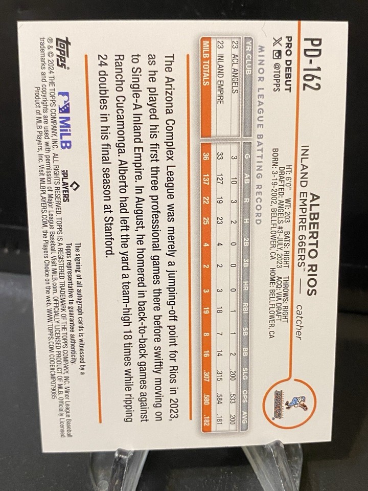 2024 Topps Pro Debut #PD-162 Alberto Rios RC Auto | eBay