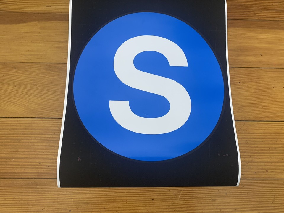 NY NYC SUBWAY SMALL 9" ROLL SIGN R40 SIDE NYCTA 2001 BLUE S INITIAL ...