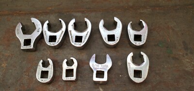 Snapon Tools 3/8 7pc Flare Nut Crow Foot Set SAE Lot of 9 Crows Feet ...