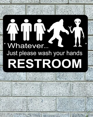 Whatever Restroom Please Wash Hands Sign Aluminum Metal 8"x12" Funny ...