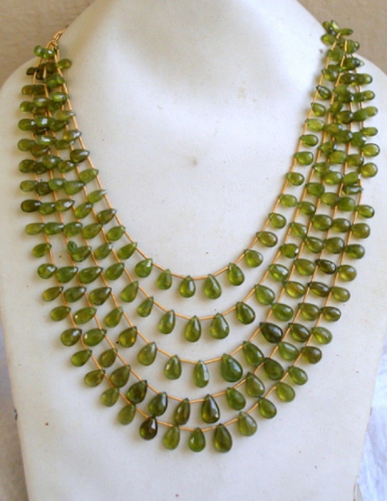 vasonite gemstone faceted beads tear drop necklace strand 5 line | eBay