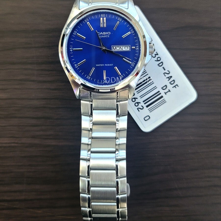 Casio Analog Silver Blue Metal Band Men Watch Original New MTP-1239D-2A ...