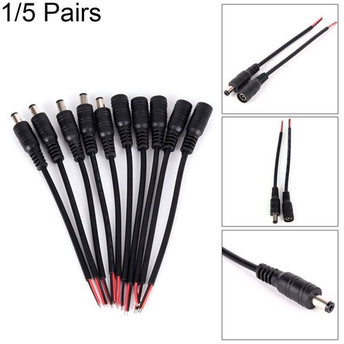 White/Black 12V Connector Cable Wire Jack Plug DC Power Socket Male ...