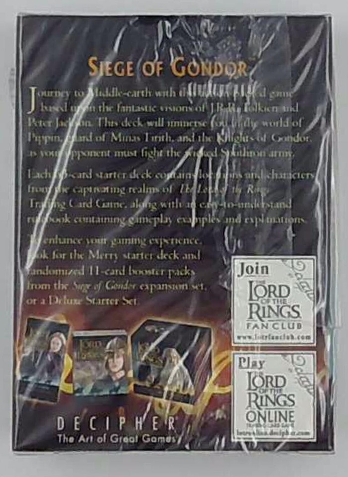 DECIPHER THE LORD OF THE RINGS CCG: SIEGE OF GONDOR PIPPIN STARTER DECK ...
