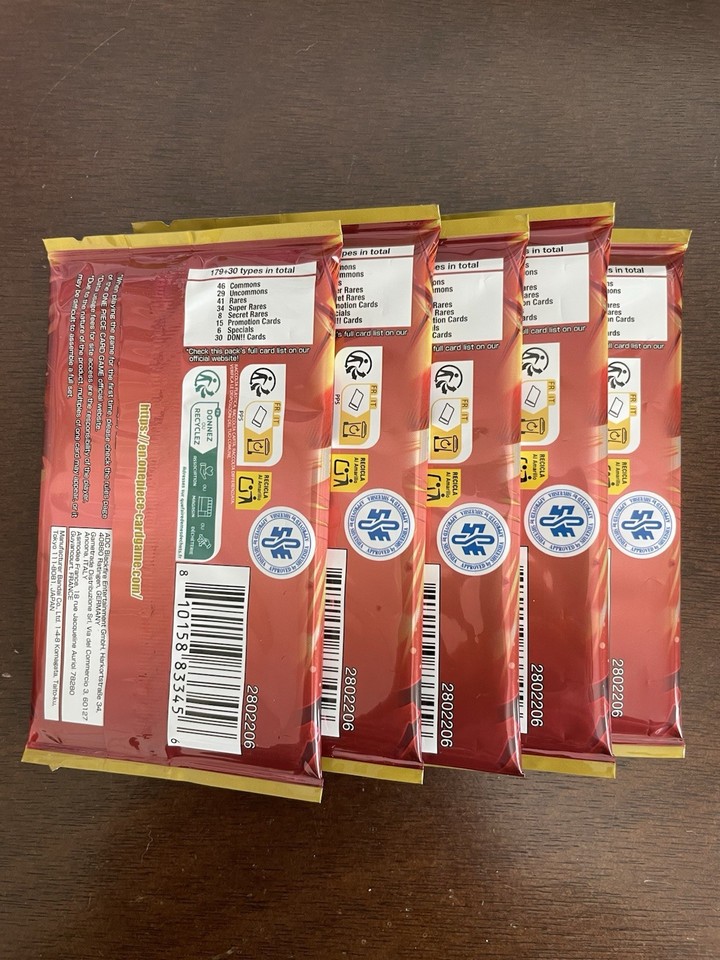 One Piece The Best Vol. 2 PRB-02 Five 5 Premium Booster Packs Lot ...