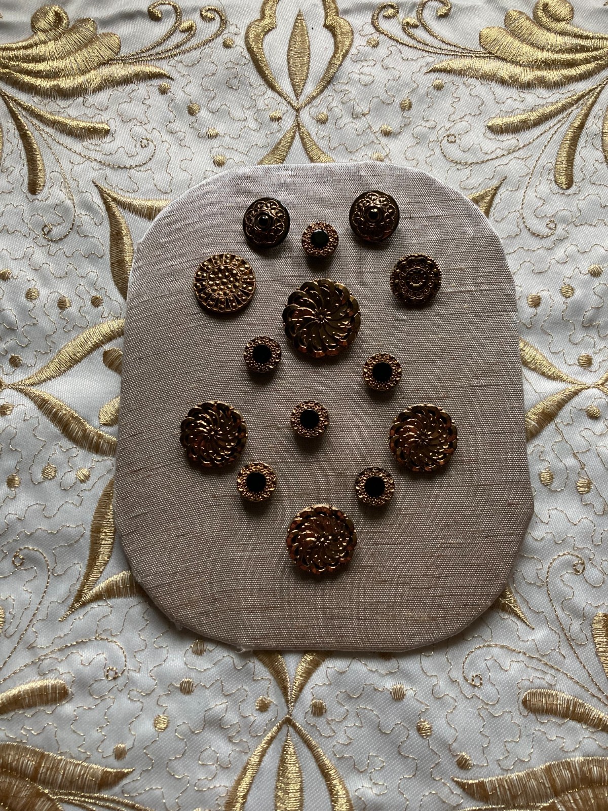 14 Vintage Gold Embossed Buttons on Card | eBay UK